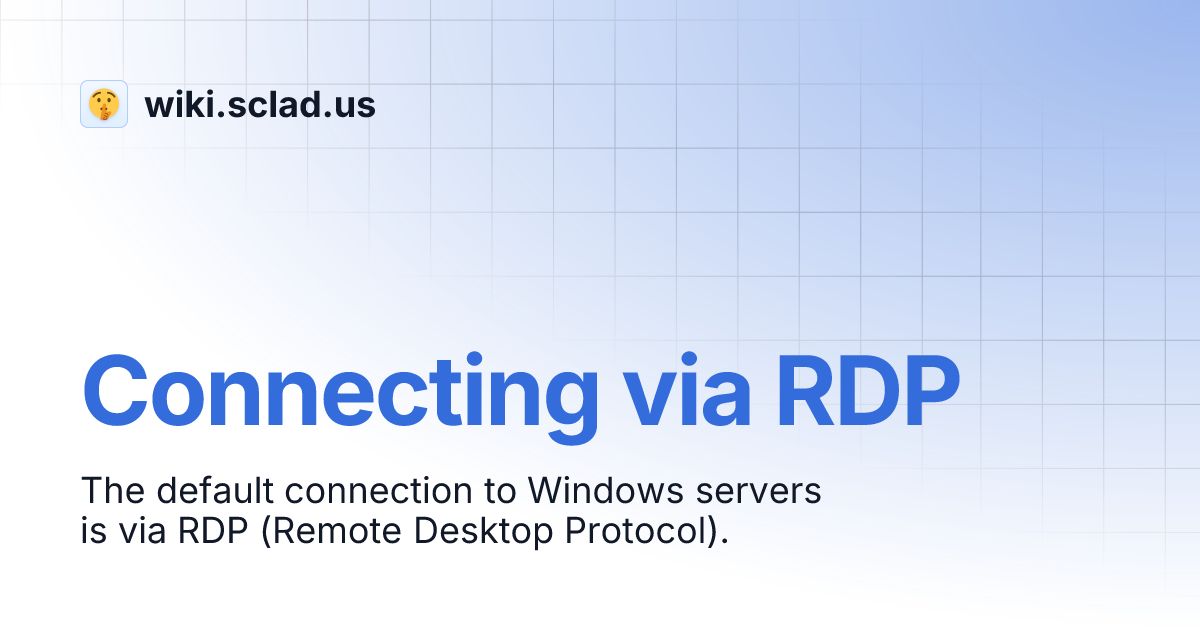 Connecting via RDP | wiki.sclad.us